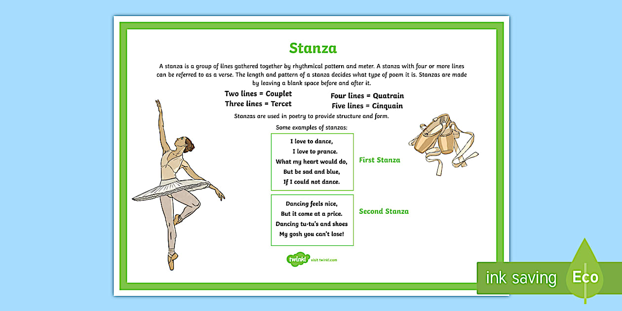 Stanza Poetry Terms A4 Display Poster (teacher made)