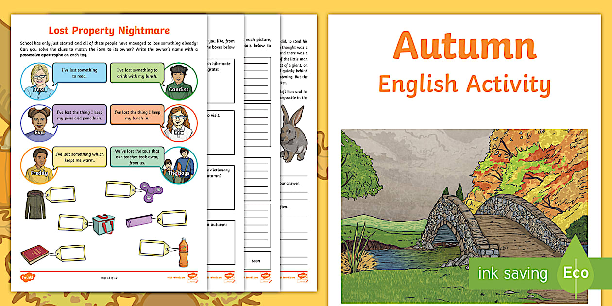 Editable Year 4 Autumn English Activity Booklet - Twinkl
