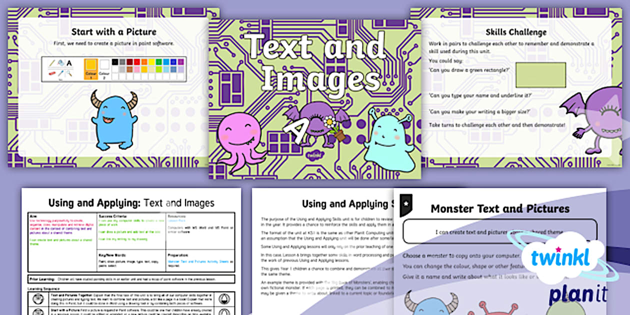 Computing: Using and Applying: Text and images Year 1 Lesson Pack 6