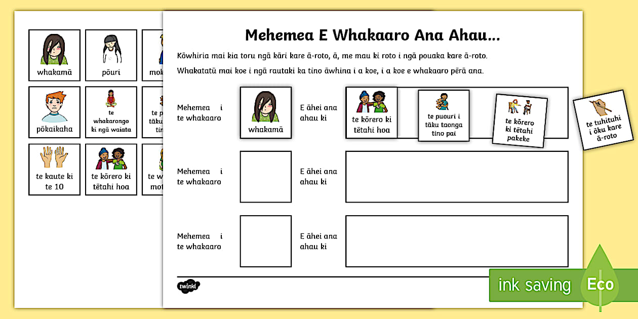 Editable If I'm Feeling...I Can Activity Te Reo Māori