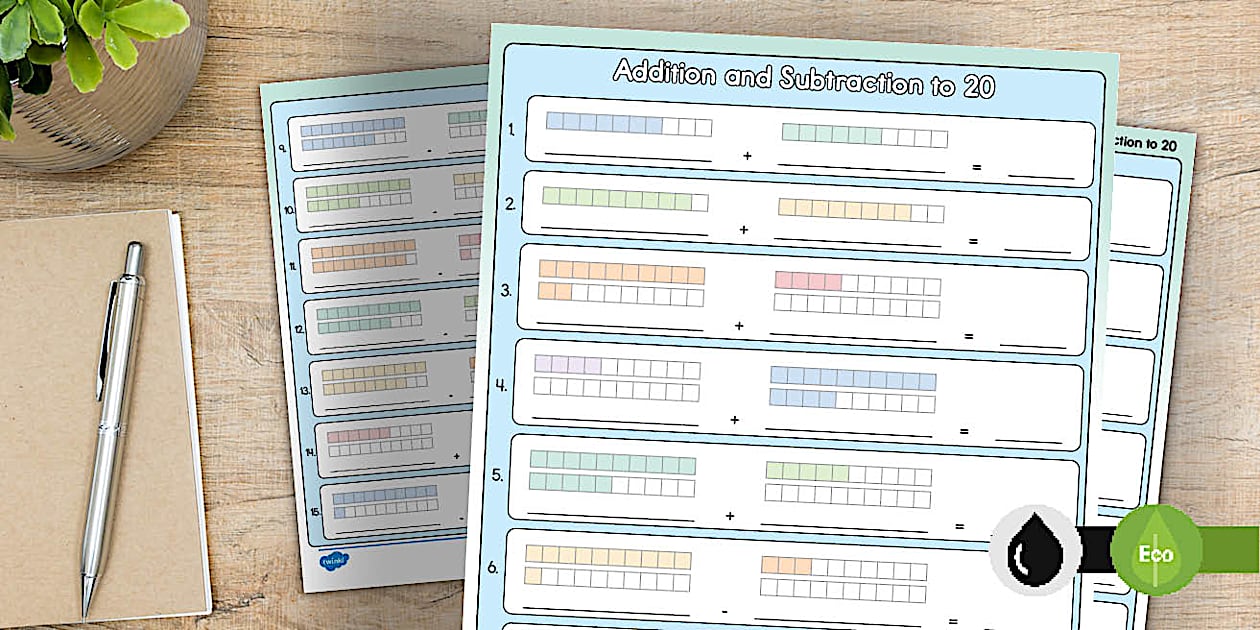 Addition and Subtraction Within 20 With Ten Frames - Twinkl
