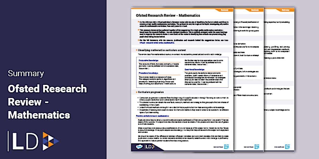 Summary: Ofsted Research Review - Mathematics (teacher made)