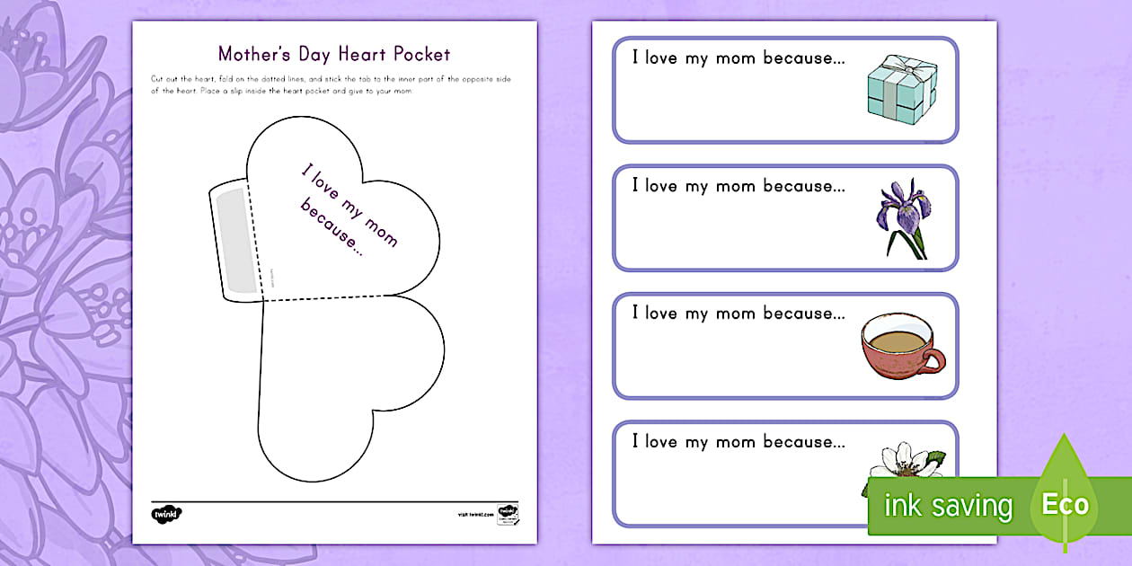 Mother's Day Heart Pocket Craft – Resources – Twinkl USA