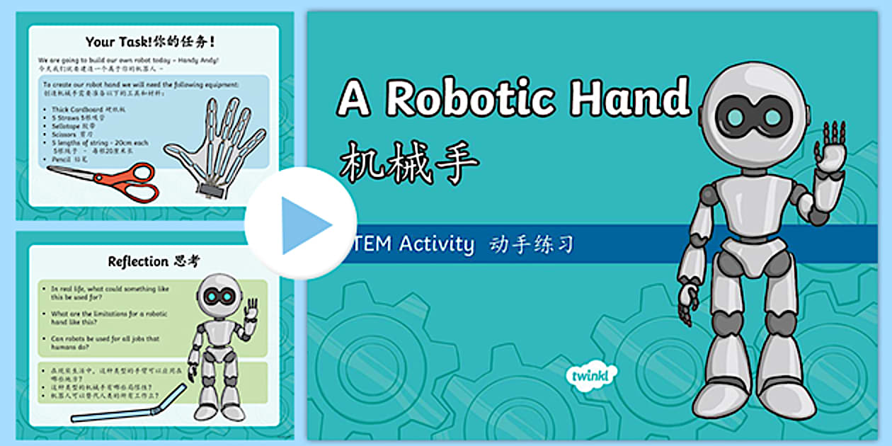 Robotic Hand PowerPoint English/Mandarin Chinese - Twinkl