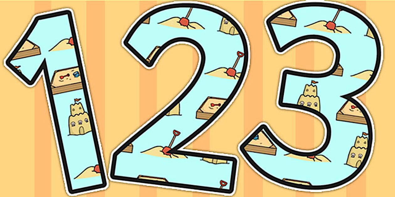 👉 Sand Area Themed A4 Display Numbers (teacher made)