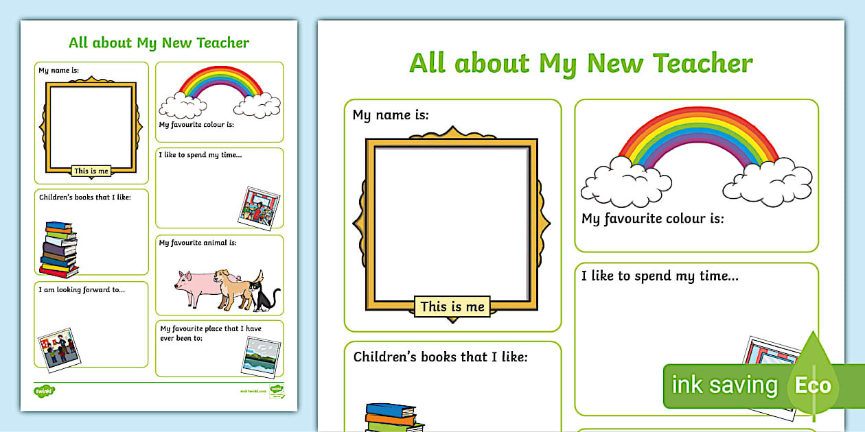 All About My New Teacher Editable Transition Sheet - Twinkl