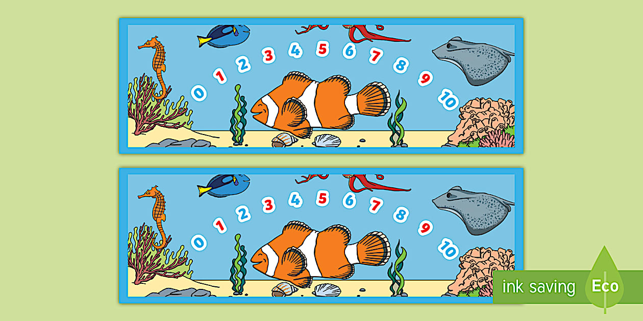 Under the Sea Odds and Evens Curved 0 to 10 Number Line