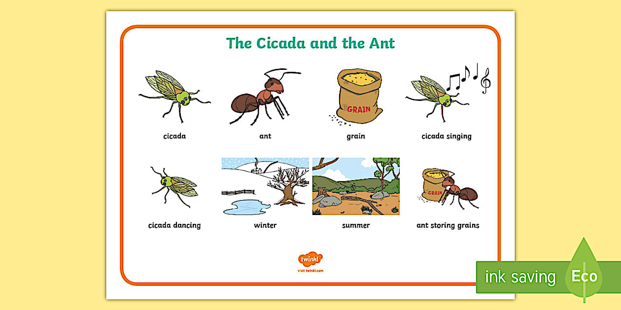 The Cicada and the Ant Word Mat - Twinkl