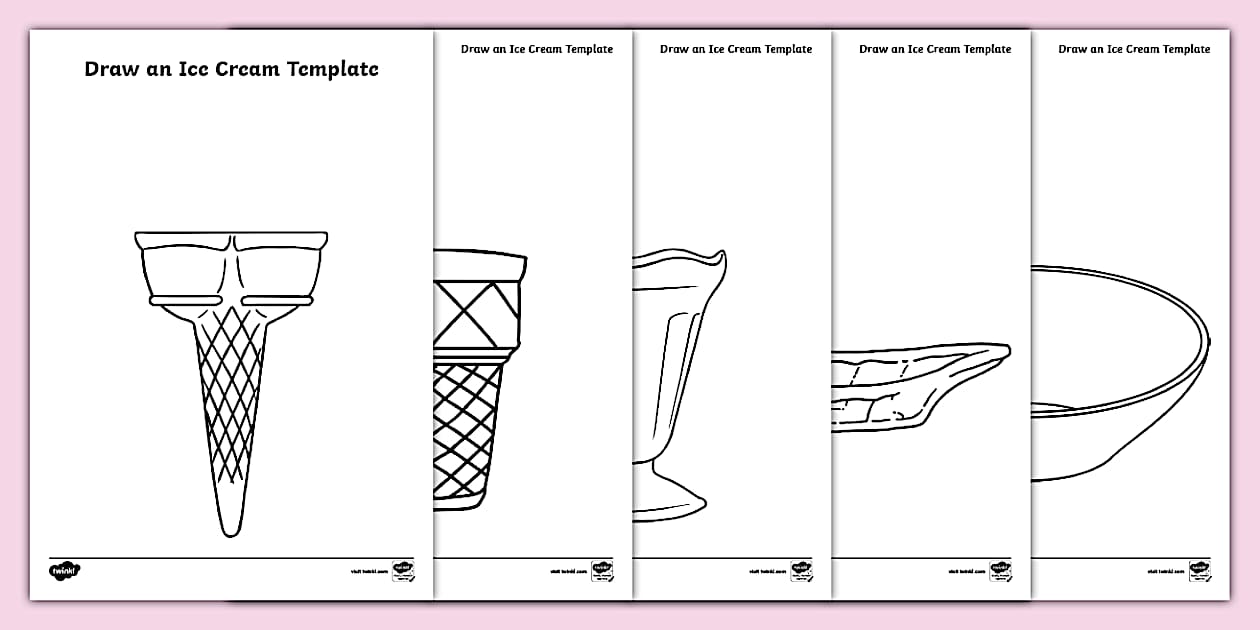 Draw an Ice Cream Colouring Templates - Twinkl - KS1