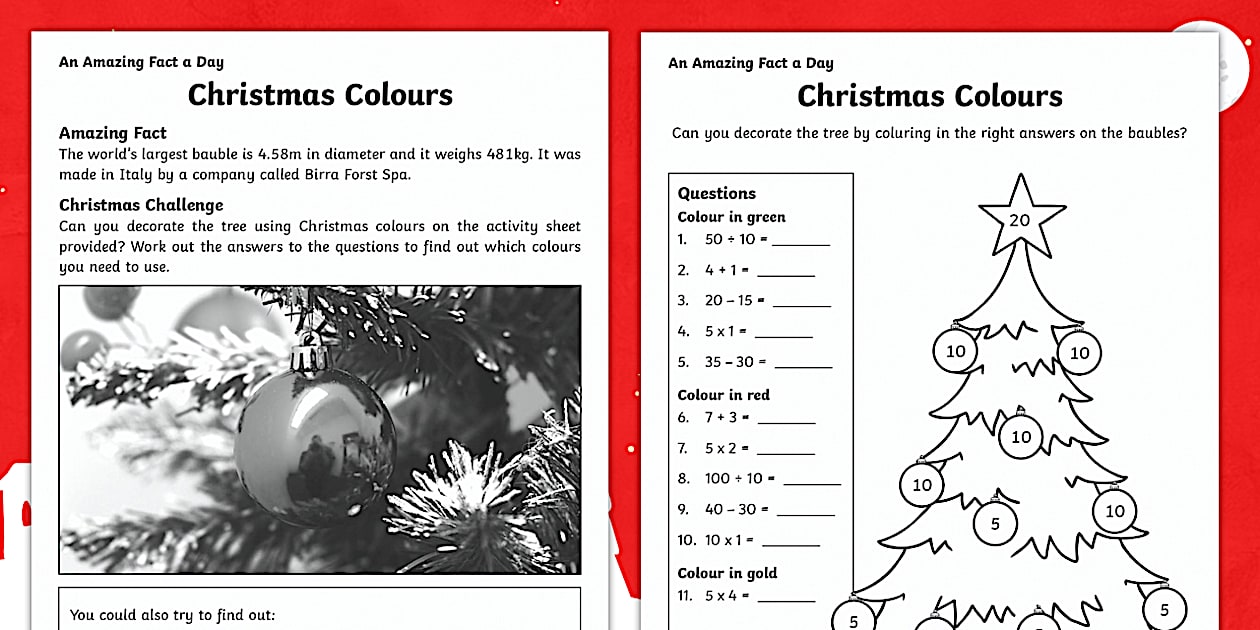 Editable Christmas Colours Worksheet (teacher made) - Twinkl