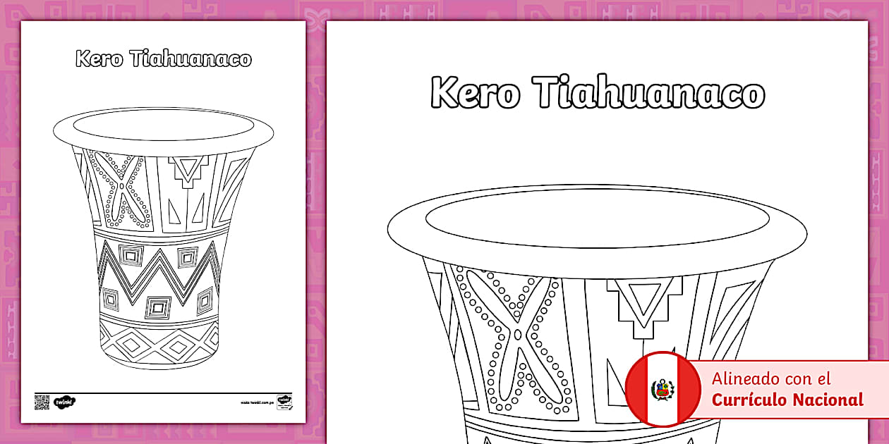 Ficha: El Kero Tiahuanaco para colorear (professor feito)