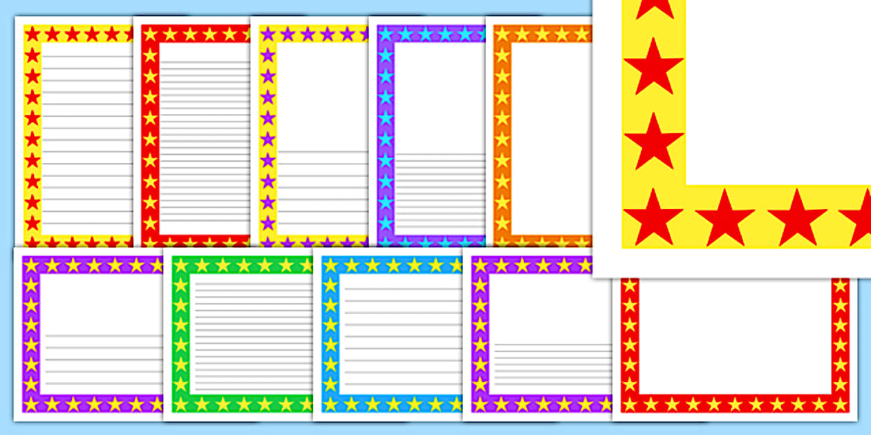 Editable Multicolour Star Borders and Frames Pack - Twinkl