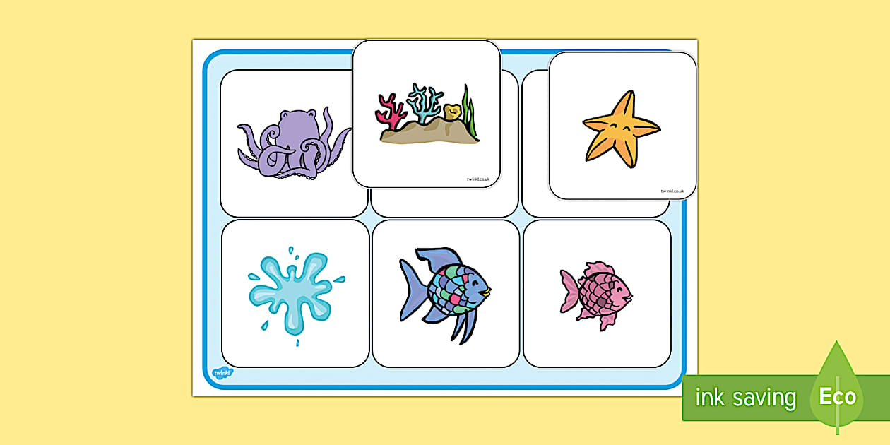 El pez arcoiris Ficha de emparejar palabra con dibujo