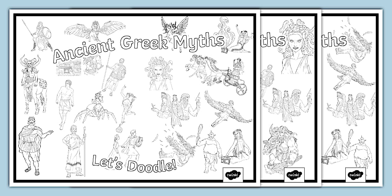 Ancient Greek Myths Doodle Colouring Pages - Ancient Greece