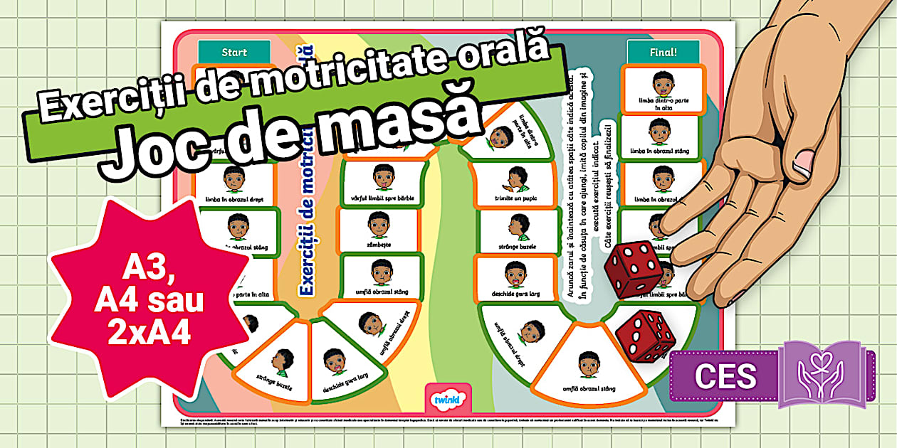Exerciții de motricitate orală – Joc de masă