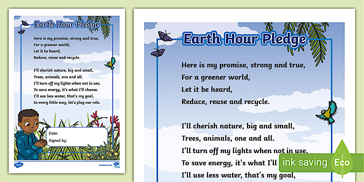 Earth Hour Pledge (teacher made) - Twinkl