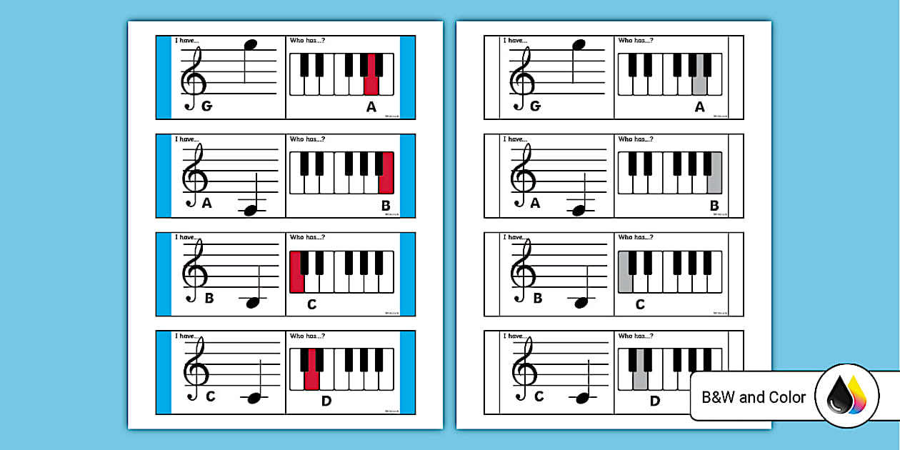 Treble Clef Musical Notes I Have, Who Has? Game - Twinkl