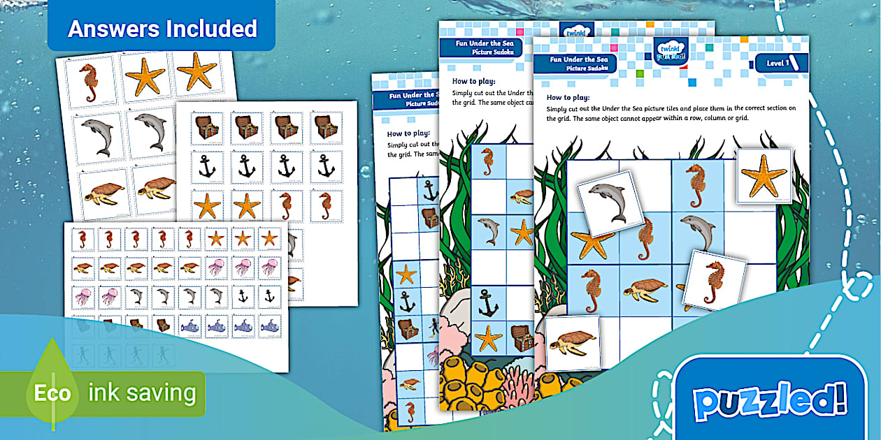 Under the Sea sudoku picture puzzle - Twinkl Puzzled - kids