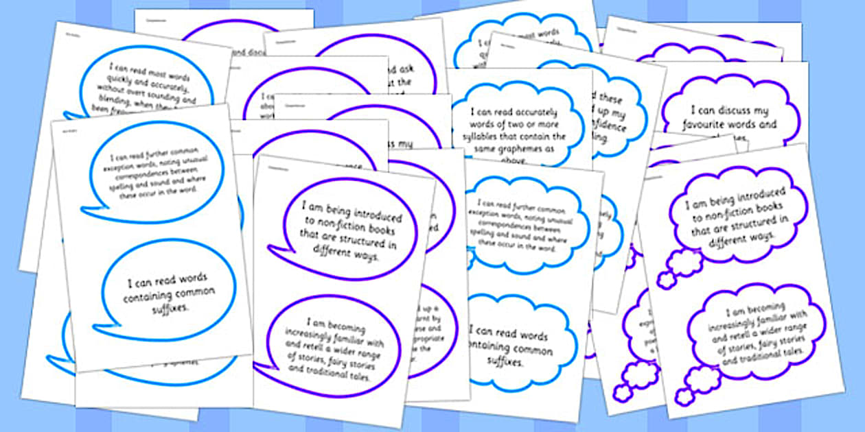 2014 National Curriculum Y2 English Reading Assessment I Can Speech Bubbles