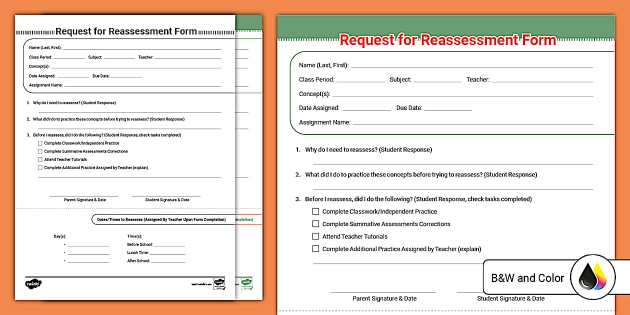 Request for Reassessment Form for 6th-8th (teacher made)