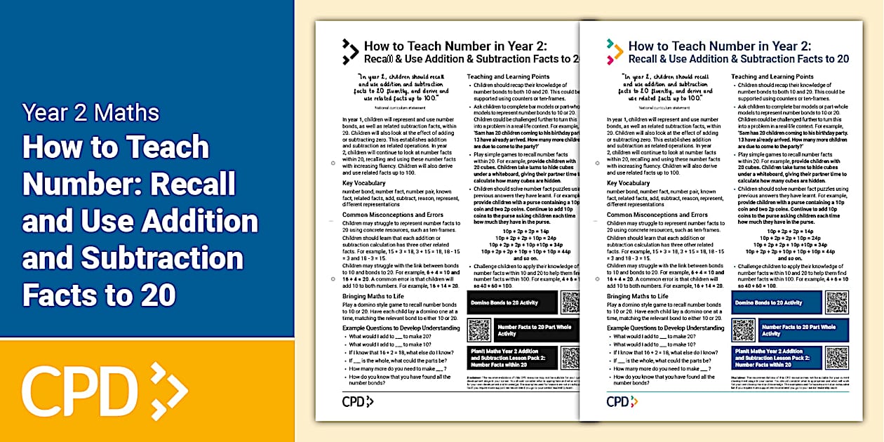 How To Teach Number In Year 2 Recall And Use Addition And Subtraction Facts
