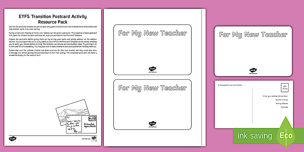EYFS Transition Activity Postcard Resource Pack - Twinkl