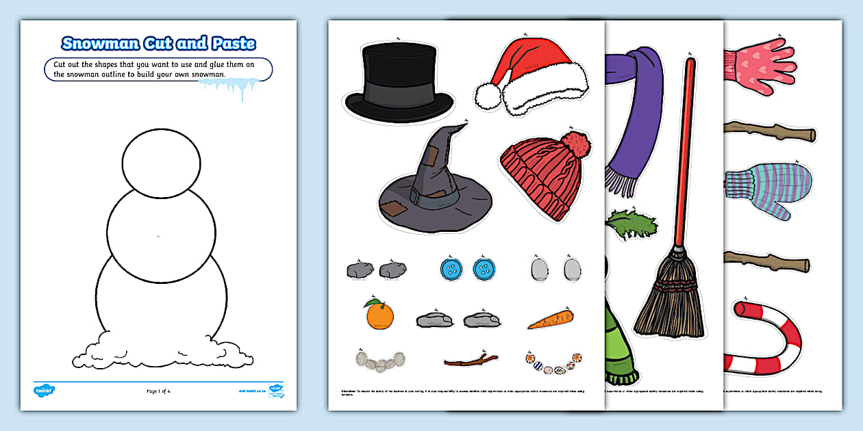 Snowman Cut and Paste Fun Activity | Twinkl South Africa