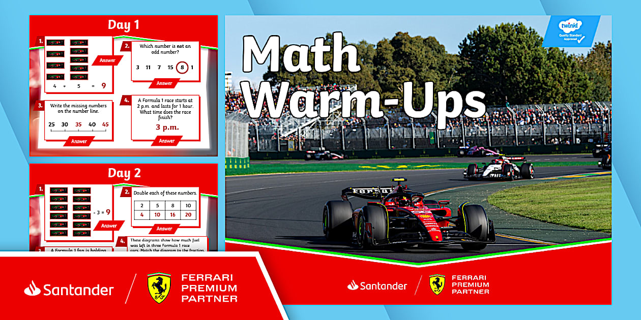 Scuderia Ferrari F1: Math Warm-Ups for K-2nd Grade
