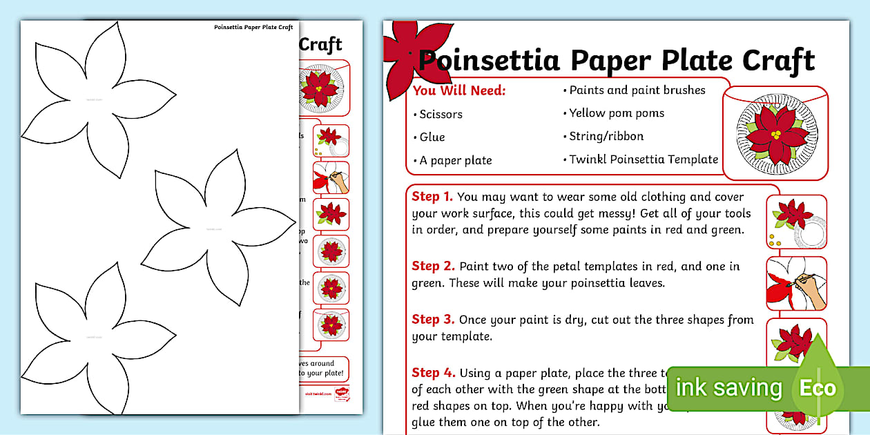 Poinsettia Paper Plate Craft (professor feito) - Twinkl