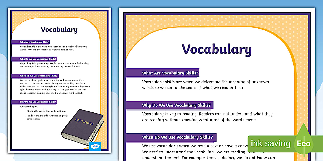 Reading Comprehension Skills: Vocabulary Poster (Year 5-6)