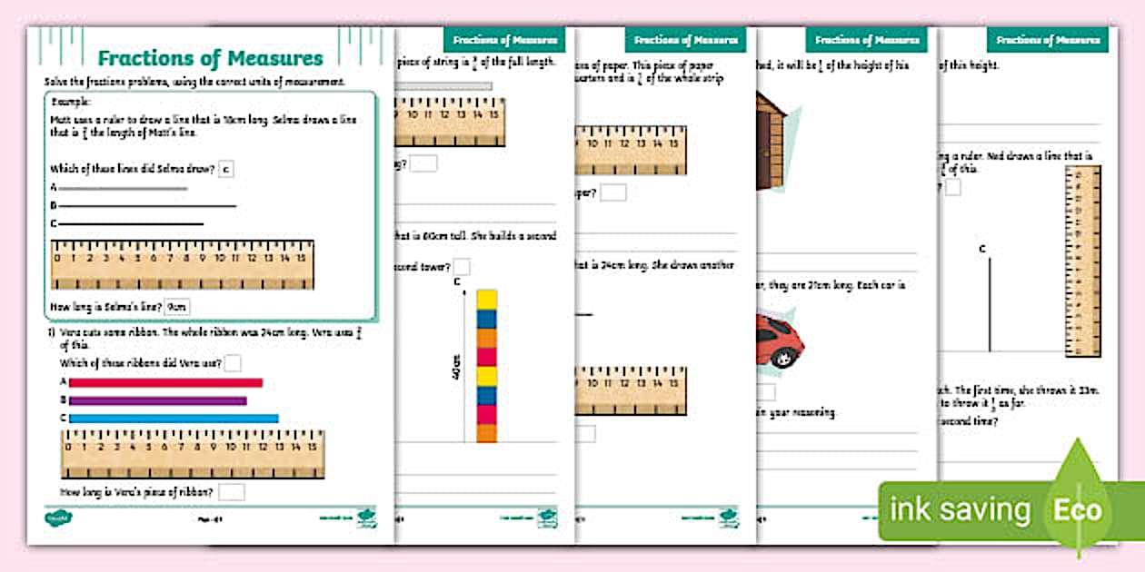 👉 Year 2 Fractions of Measures Activity Sheet - Twinkl