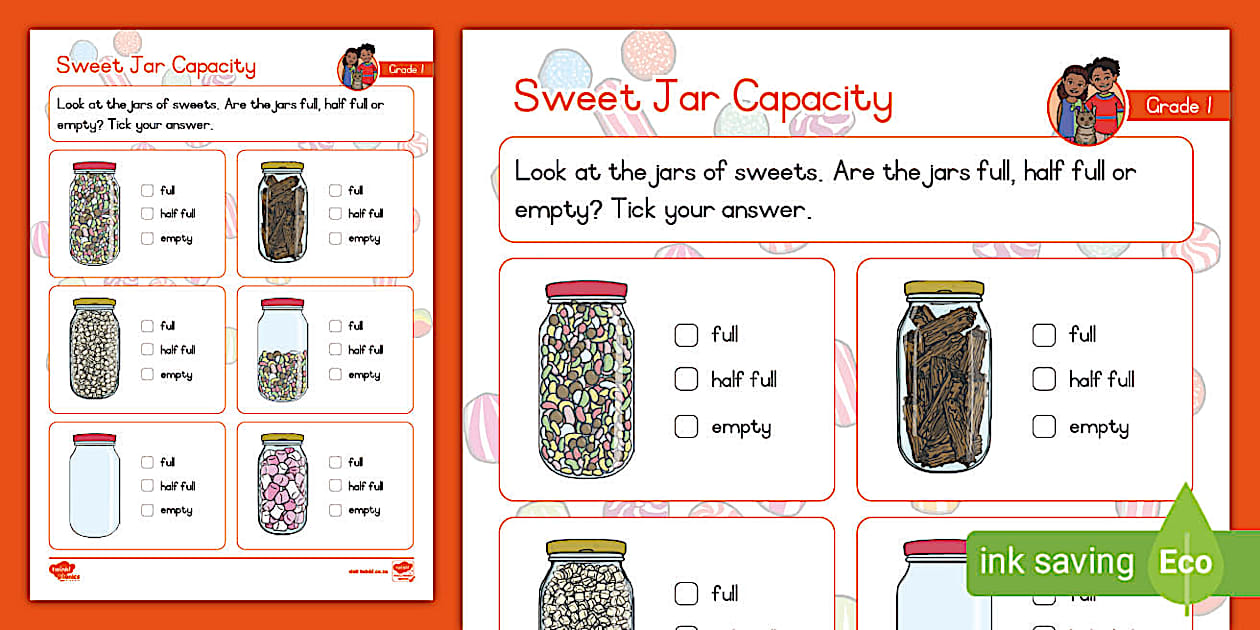 Grade 1 Mathematics: Sweet Jar Capacity Activity Sheet