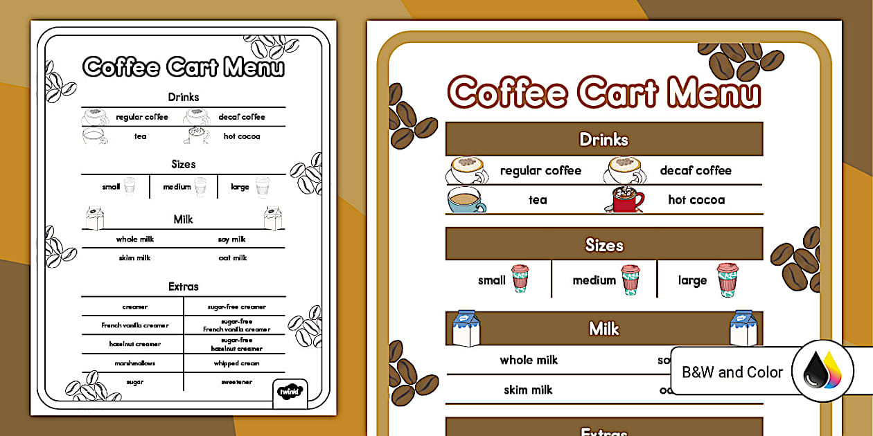 Coffee Cart Menu (teacher made) - Twinkl