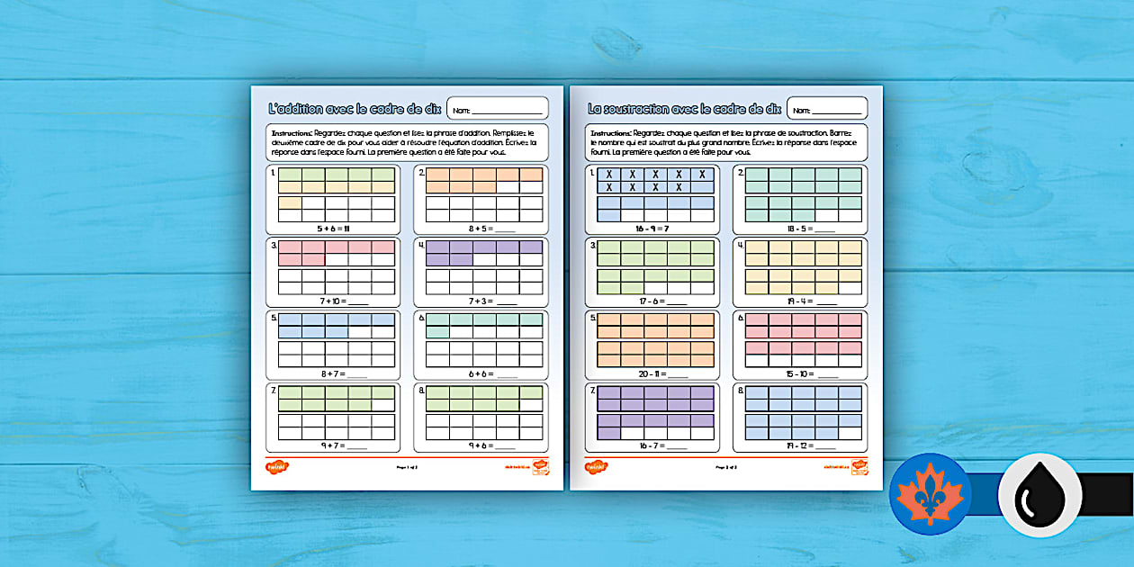 Adding and Subtracting Under 20 With Manipulatives French