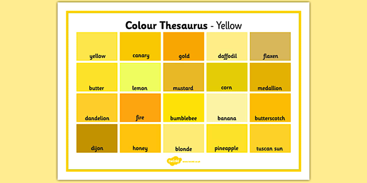 Colour Thesaurus Word Mat Yellow