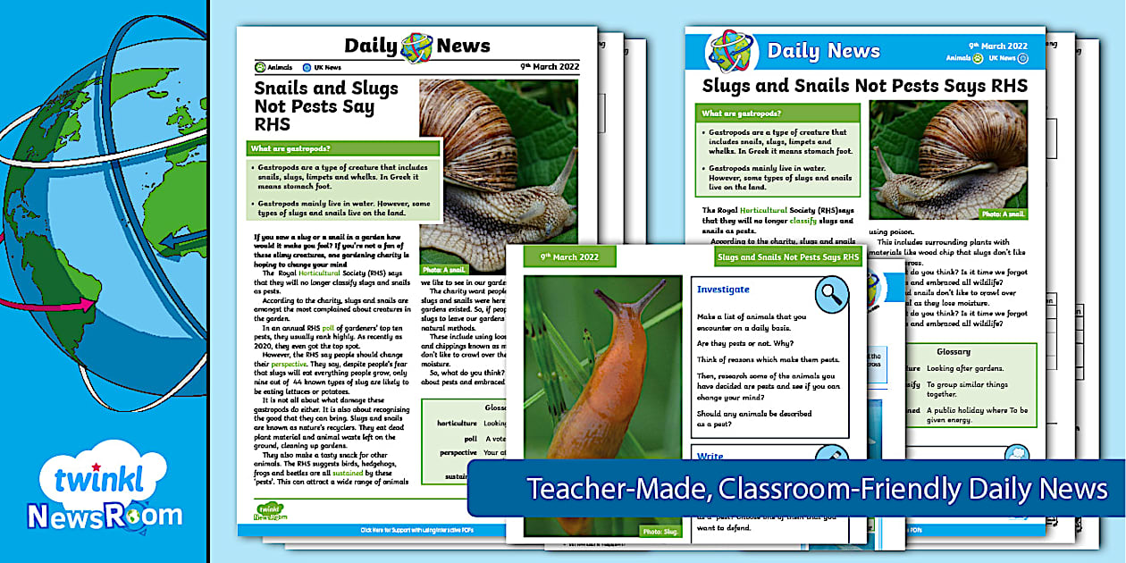 RHS Slugs And Snails News KS2 Reading Comprehension - Twinkl