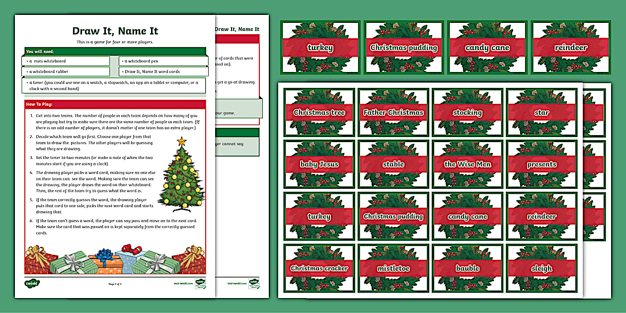 Christmas Draw It, Name It Game (teacher made) - Twinkl