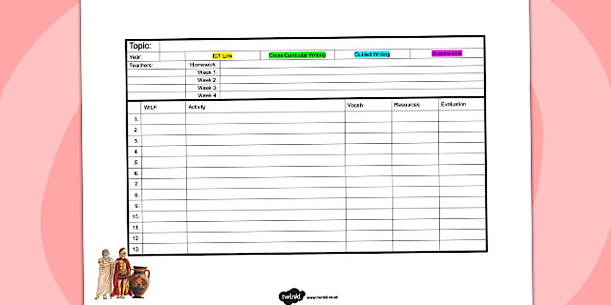 Ancient Greeks Mid Term Planning Template