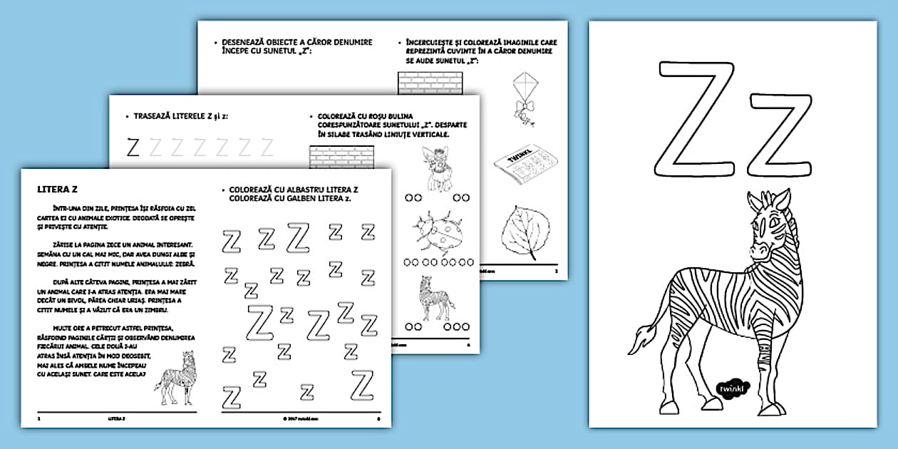 Învățăm litera Z – Broșură cu activități - Twinkl