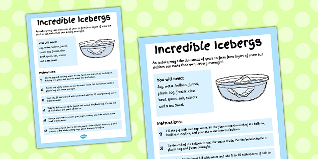 Incredible Icebergs Adult Guidance Sheet (teacher made)