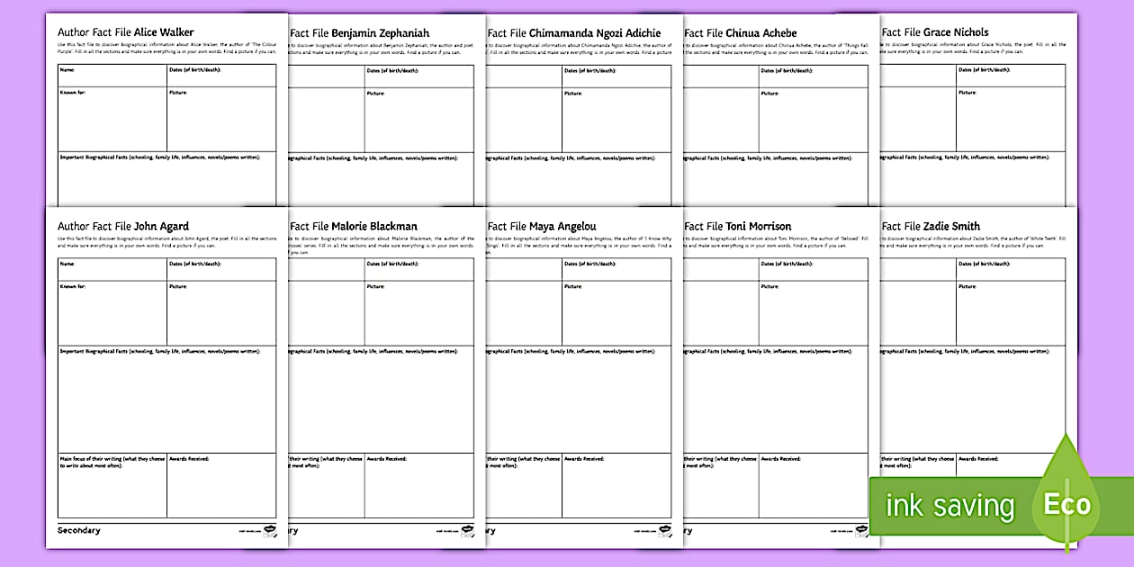 Famous Black Authors Worksheet / Worksheets - Twinkl