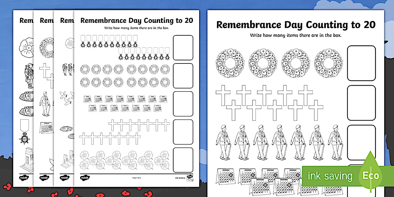 Remembrance Day Counting to 10 Worksheet / Worksheet