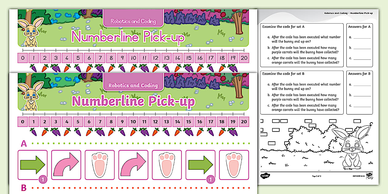 Robotics and Coding - Numberline - Pick Up - Twinkl