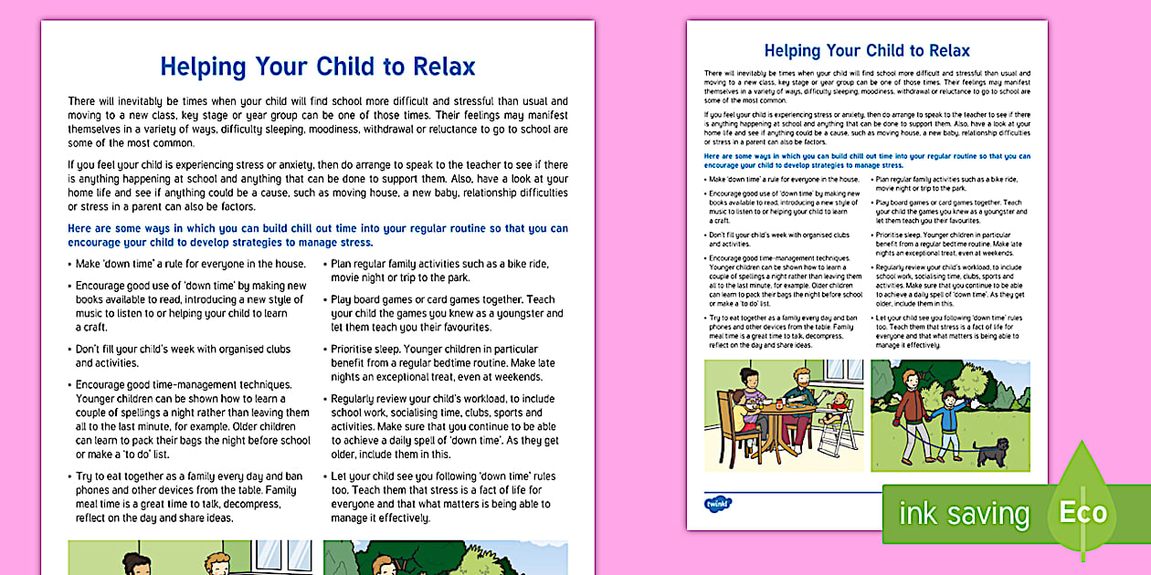 Editable Ideas for Chill Out and Relaxation Parent and Carer ...