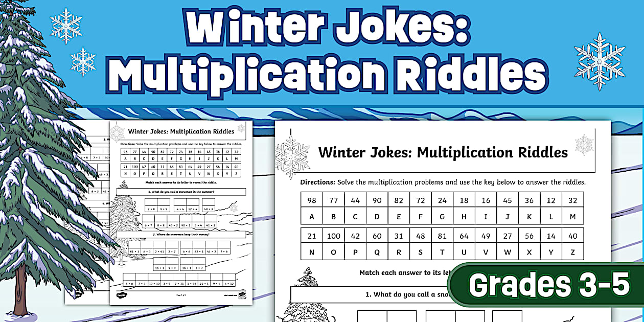 Winter Jokes: Multiplication Riddles for 3rd-5th Grade