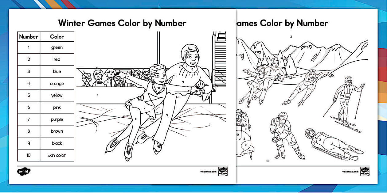 Winter Games Color by Number for K-2nd Grade (Teacher-Made)
