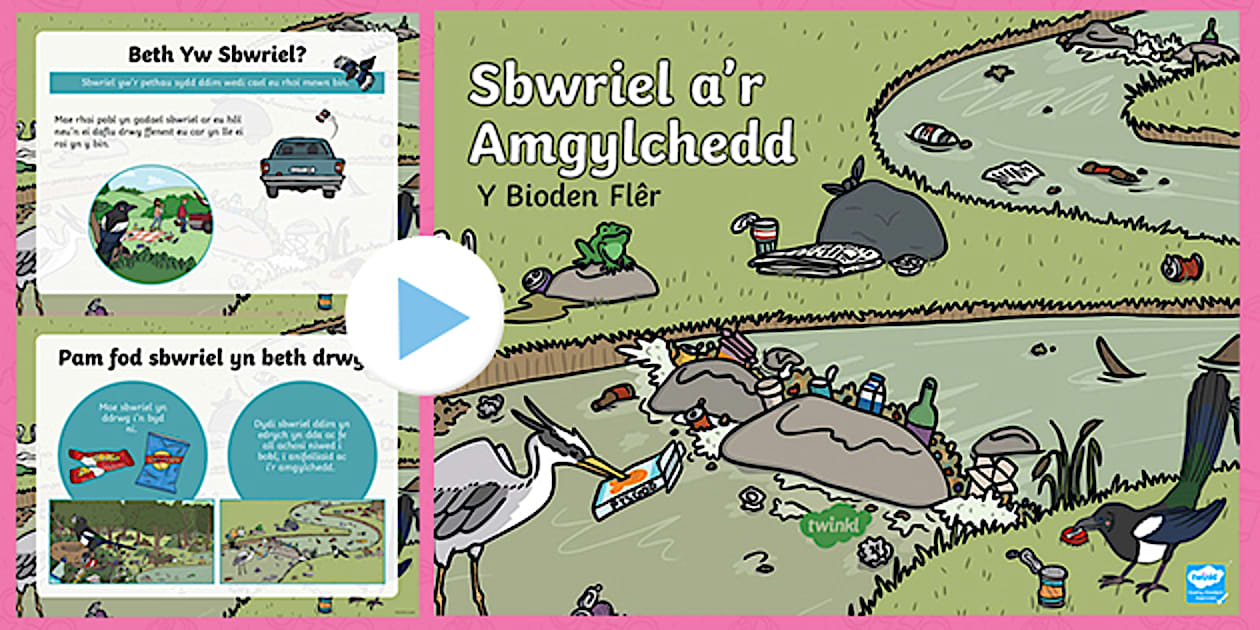 Y Bioden Flêr: Pŵerbwynt Sbwriel a'r Amgylchedd - Twinkl