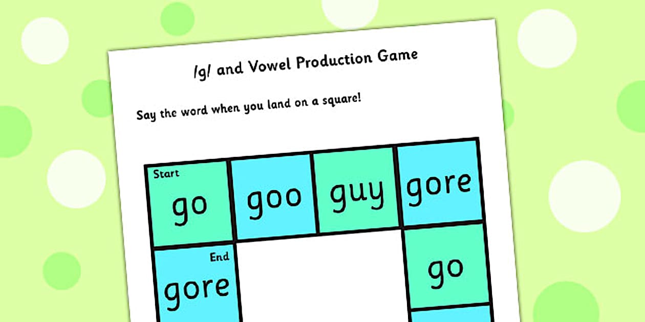 g and Vowel Production Game (teacher made) - Twinkl
