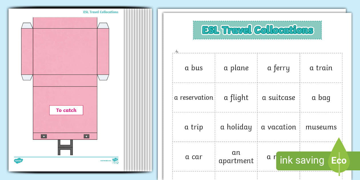 ESL Travel Collocations Sorting Activity (teacher made)