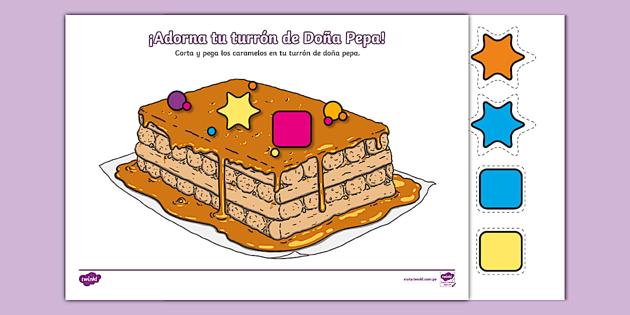 Actividad para cortar y pegar: Adorna tu turrón de doña pepa
